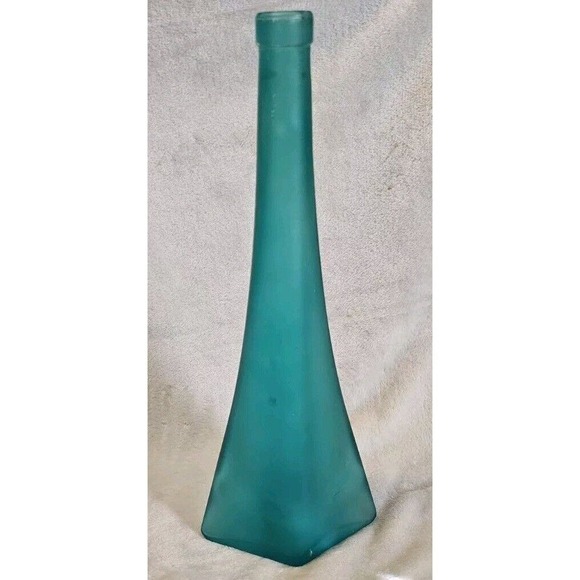 Accents | Vintage Triangle Frosted Teal Pressed Glass Bottle Vase 145 ...